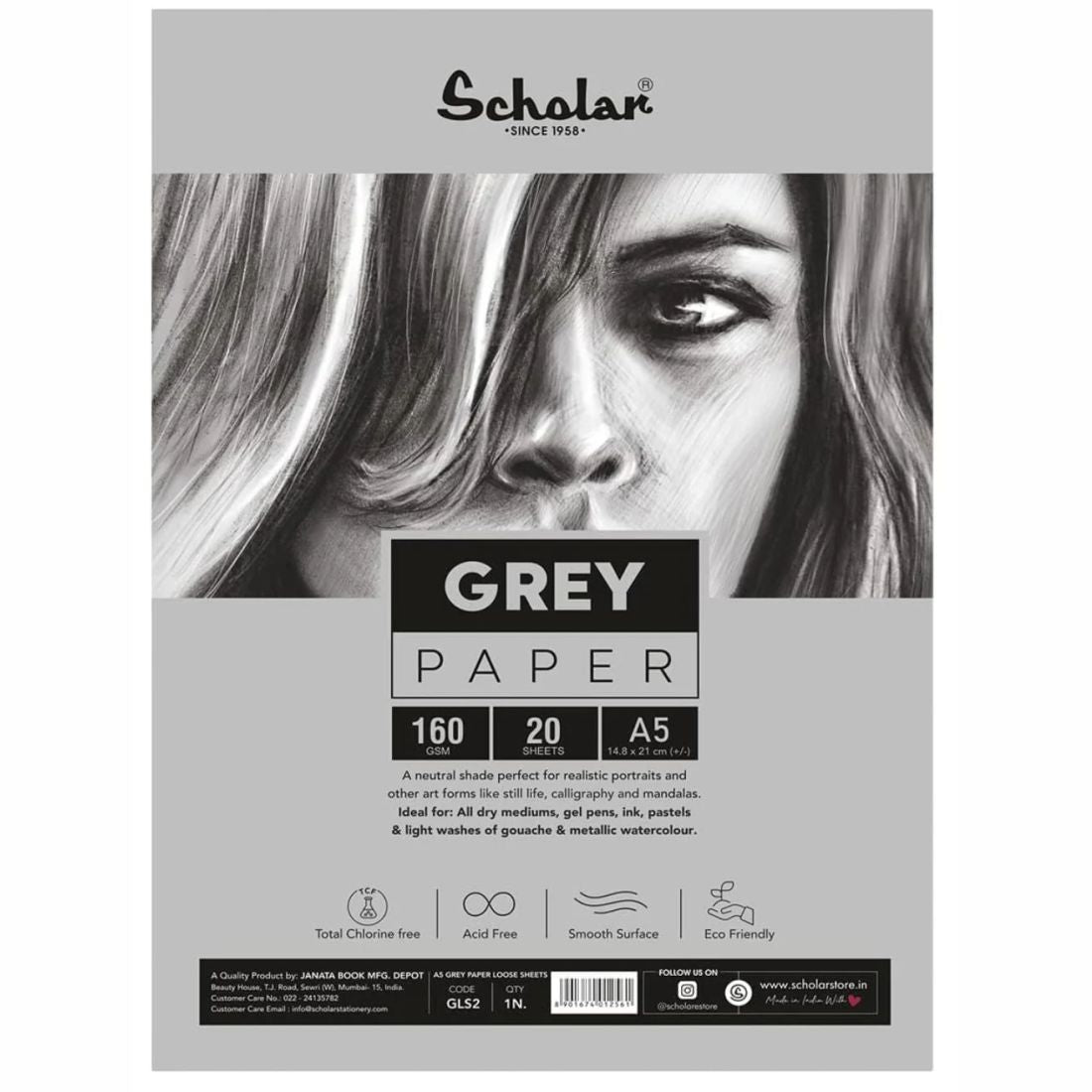 Scholar Grey Paper Loose Sheets A5, A4 and A3 | 20 Sheets 160gsm ...