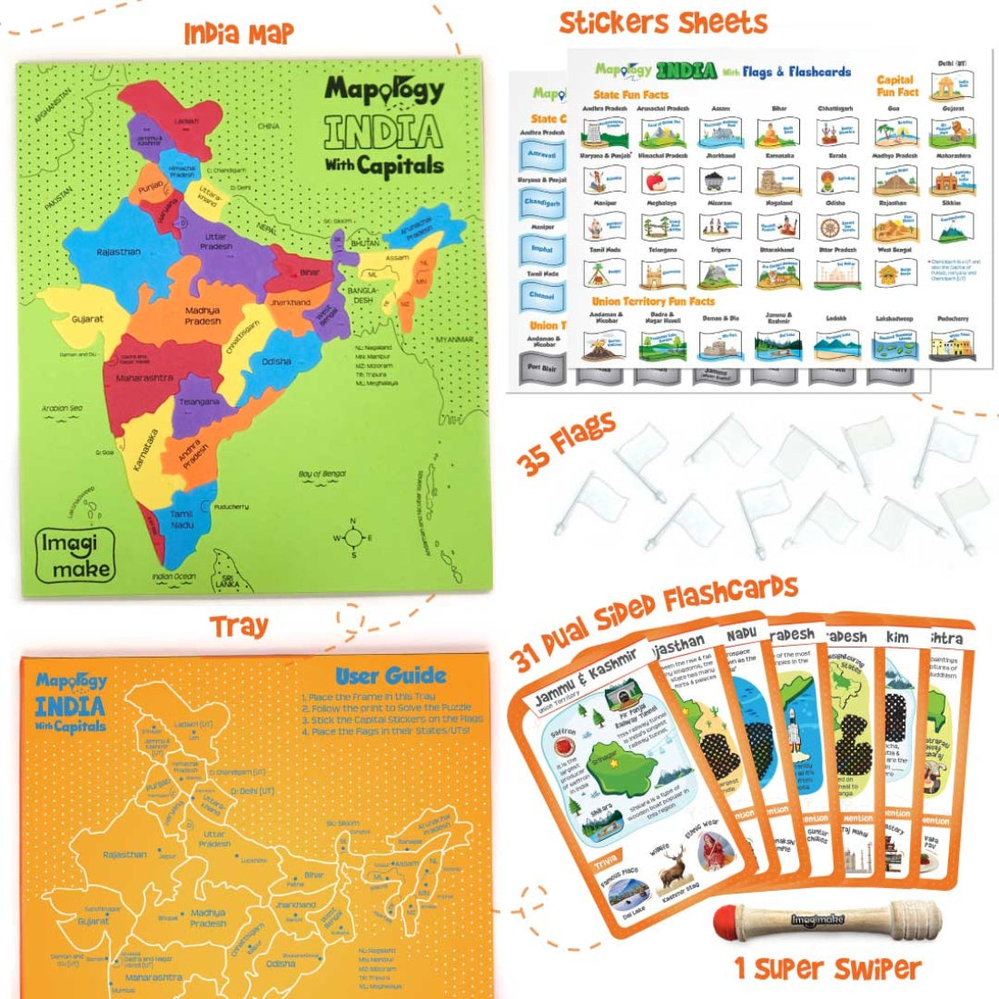 IMAGIMAKE DIY MAPOLOGY INDIA WITH FLAGS MP64 – PAPERQUIRKS STATIONERY