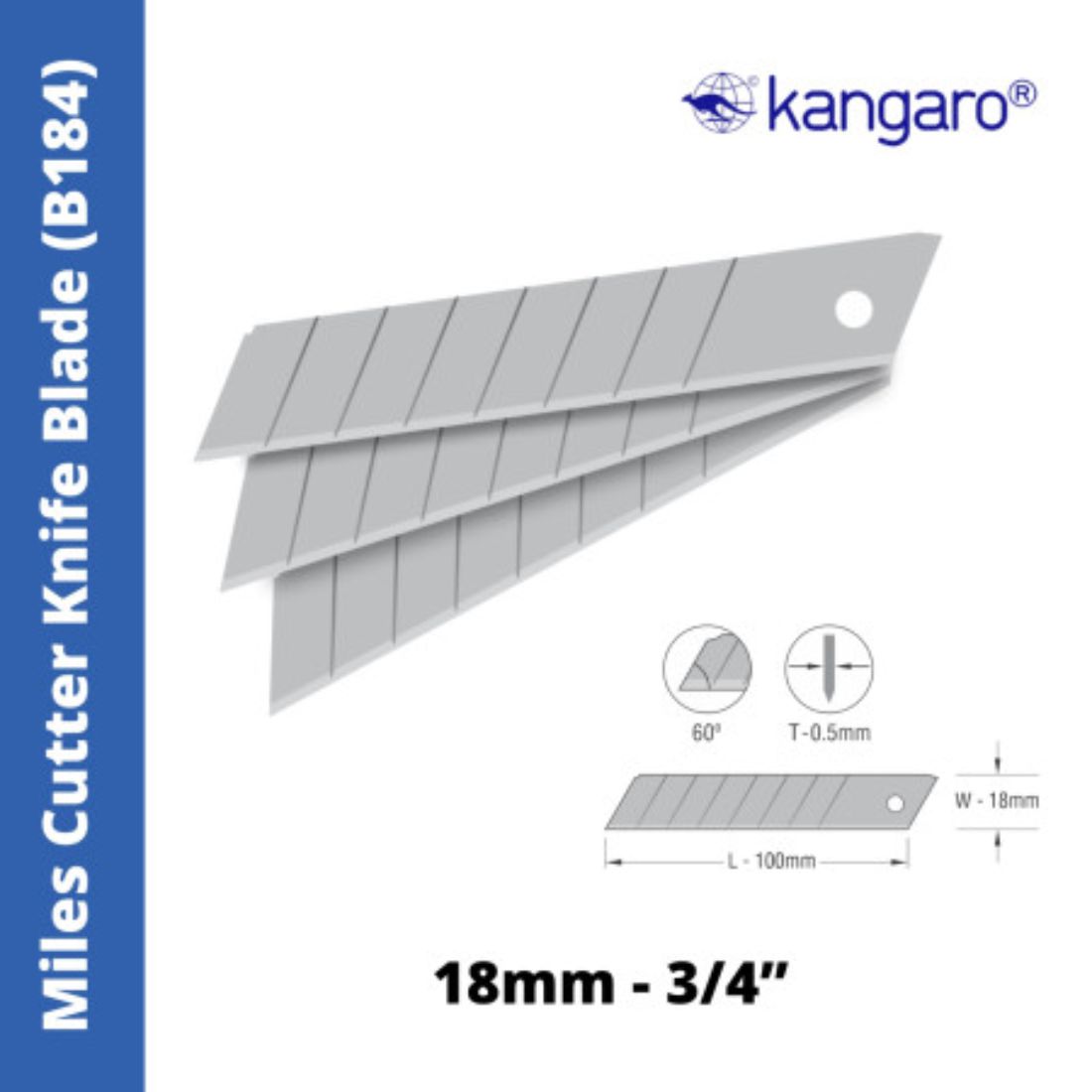 KANGARO MILES CUTTER BLADE 18MM B184 - Pack of 20 Blades – PAPERQUIRKS ...