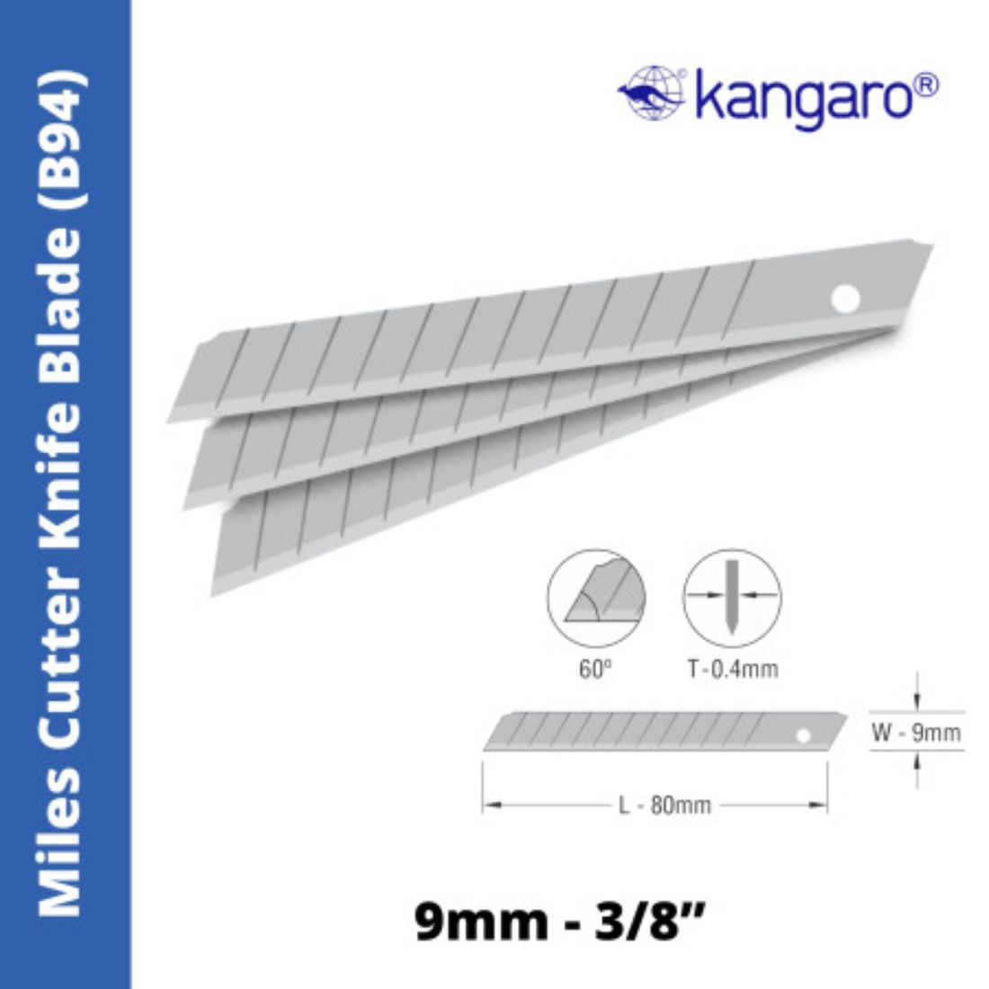 KANGARO MILES CUTTER BLADE 9MM B94 - Pack of 20 Blades – PAPERQUIRKS ...