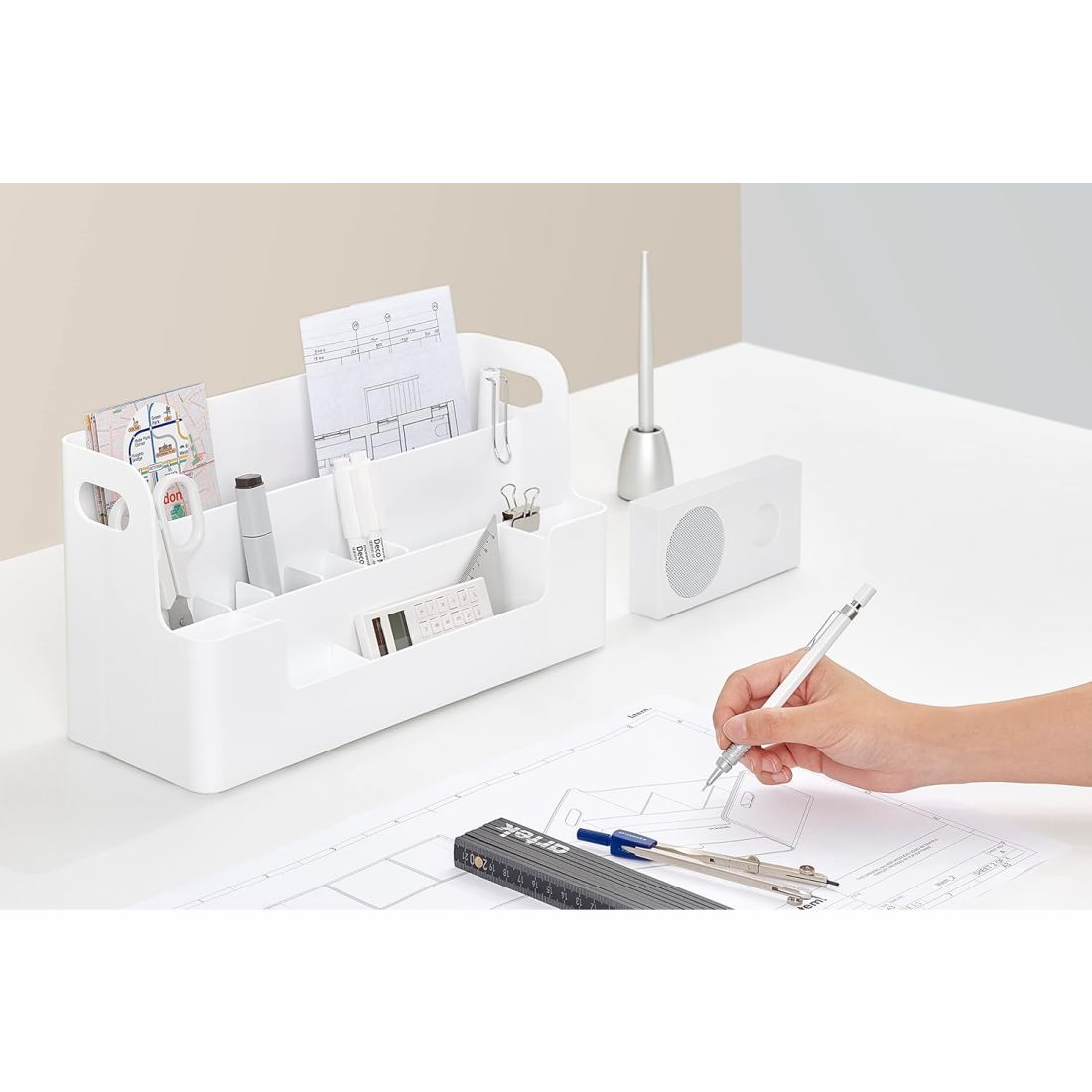 Litem Neo Desk Organizer | White – PAPERQUIRKS STATIONERY
