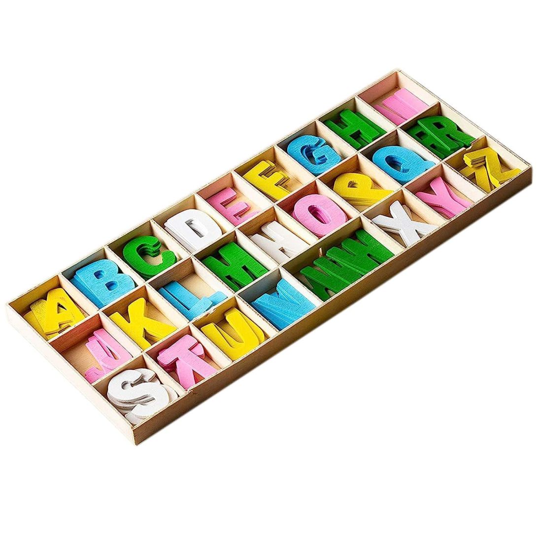 Multicolor Wooden Alphabets | Set of 5 Pcs – PAPERQUIRKS STATIONERY